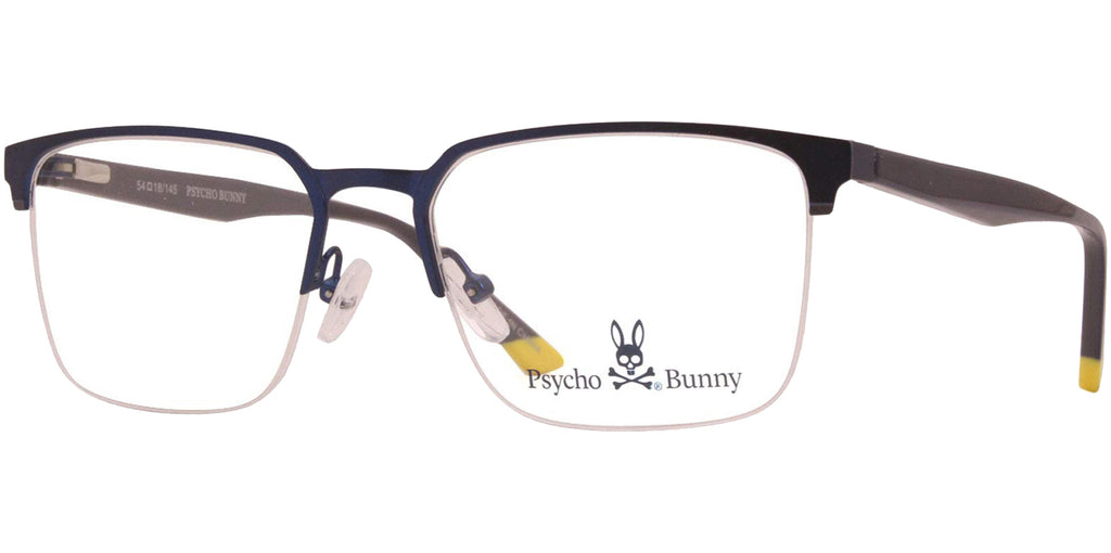 Psycho Bunny Semi-Rimless Square Eyeglass Frames w/ Spring Flex Hinges ...