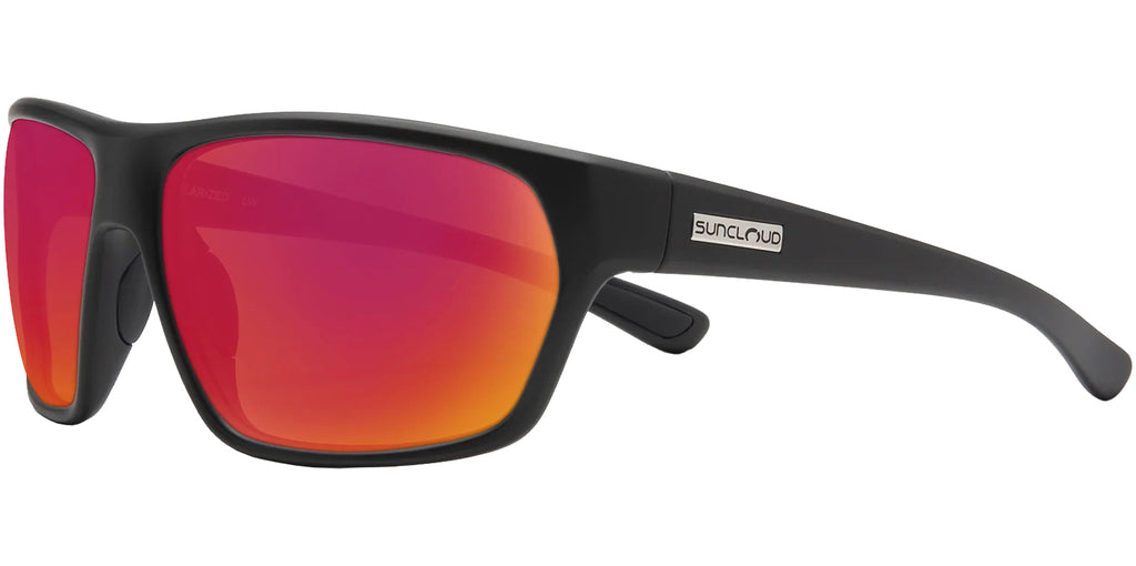 Suncloud Boone Polarized Matte Black Wrap w/ Polycarbonate Mirror Lens ...