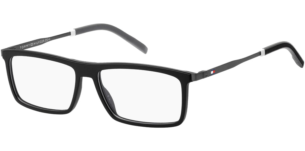 Tommy Hilfiger Matte Black Rectangle Eyeglass Frame w/ Extendable Arms ...