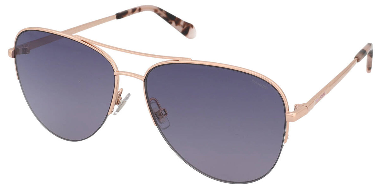 Fossil Tiana Polarized Red Gold-Tone Semi-Rimless Aviator – Eyedictive