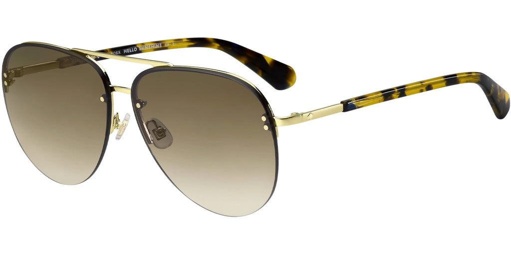 Kate Spade Jakayla Gold/Havana Semi-Rimless Aviator w/ Gradient Lens ...