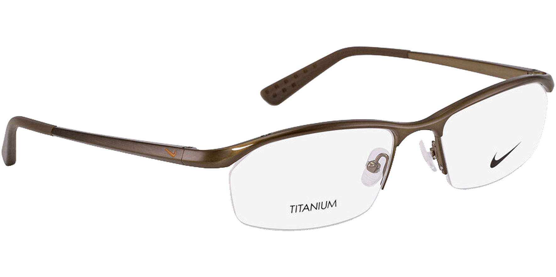 Nike Optical Semi-Rimless Rectangular Satin Brown Titanium Eyeglass Fr ...