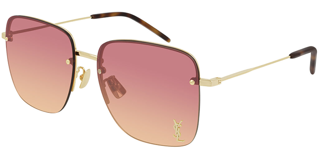 Saint Laurent Gold-Tone Semi Rimless Square – Eyedictive