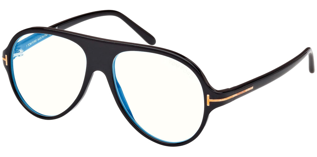 Tom Ford Shiny Black Blue Block Pilot Eyeglasses – Eyedictive